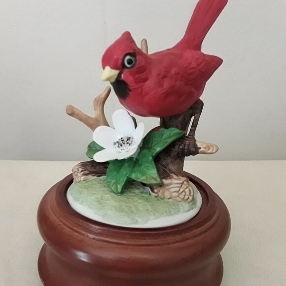 Accents | Ceramic Cardinal Music Bos On Wooden Mount Plays Theme From ...